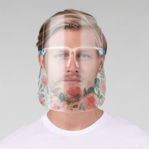Watercolor Floral Personalized Face Shield | Zazzle