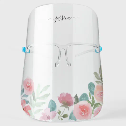 Watercolor Floral Personalized Face Shield | Zazzle