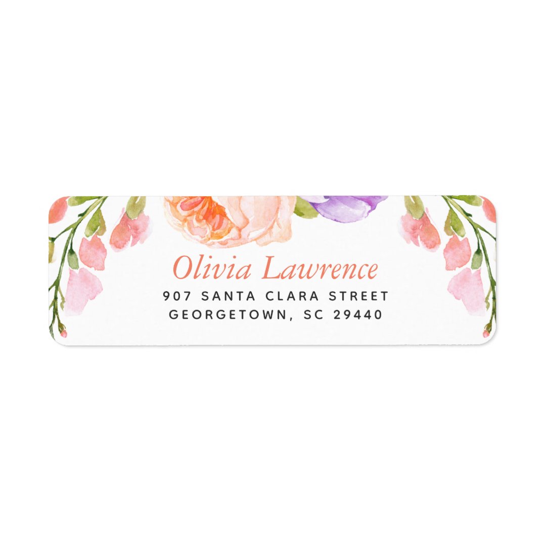 Watercolor Floral Personalized Return Address Label | Zazzle