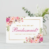 Watercolor Floral Pink Blush Gold Bridesmaid HP Invitation | Zazzle