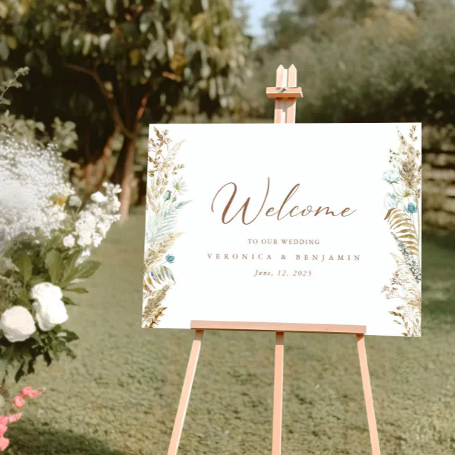 Watercolor Floral Rustic Wedding Welcome Foam Board | Zazzle