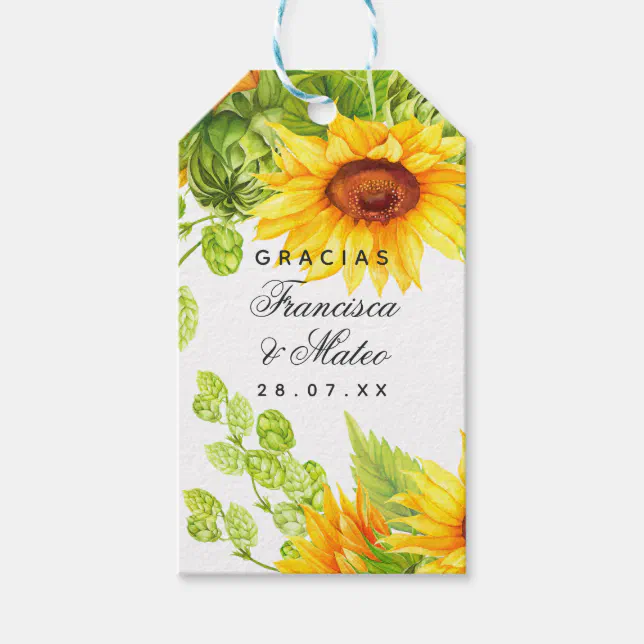 Watercolor Floral Spanish Fiesta Wedding Thank You Gift Tags | Zazzle