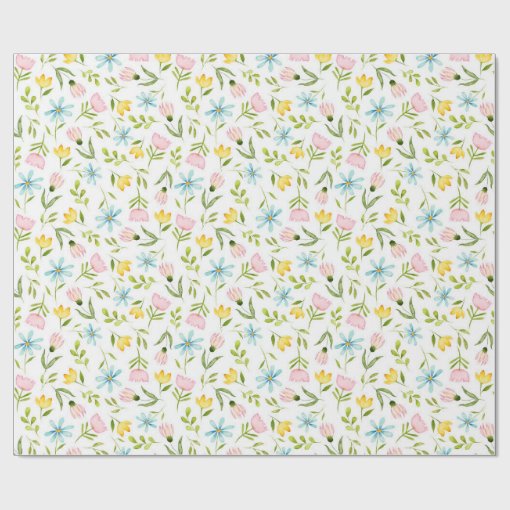 Watercolor Floral Spring Pattern Wrapping Paper | Zazzle