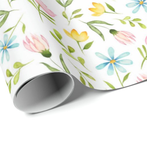Watercolor Floral Spring Pattern Wrapping Paper | Zazzle