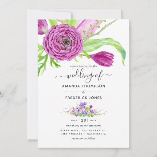 Watercolor Floral Spring Wedding Invitation | Zazzle