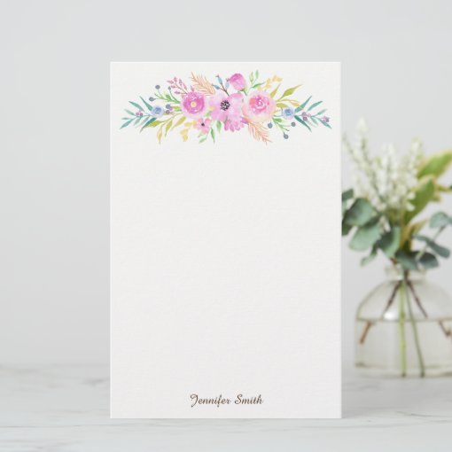 Watercolor Floral Stationery | Zazzle