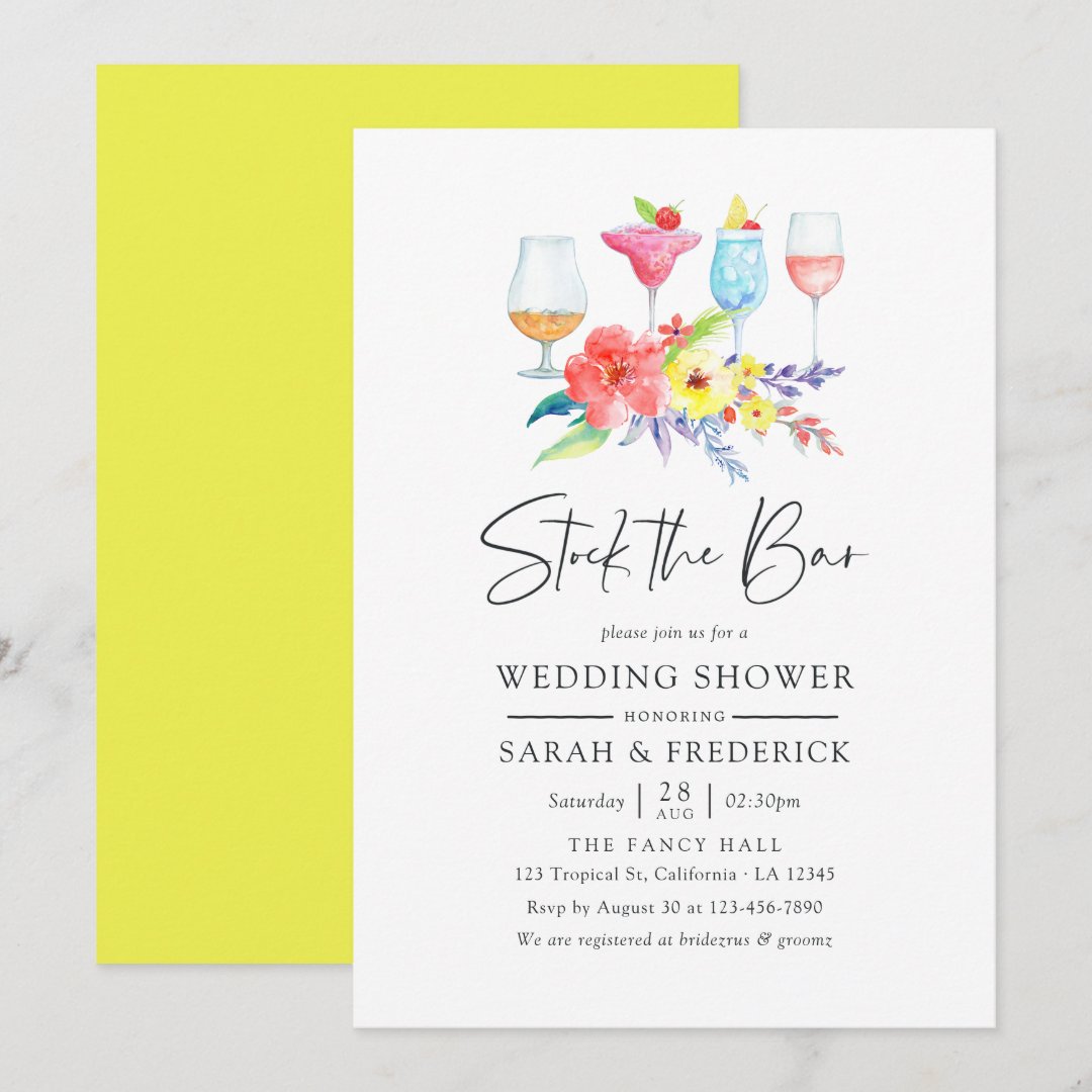 Watercolor Floral Stock the Bar Invitation | Zazzle