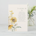 Watercolor Floral Sunflower Wedding Table Cards | Zazzle