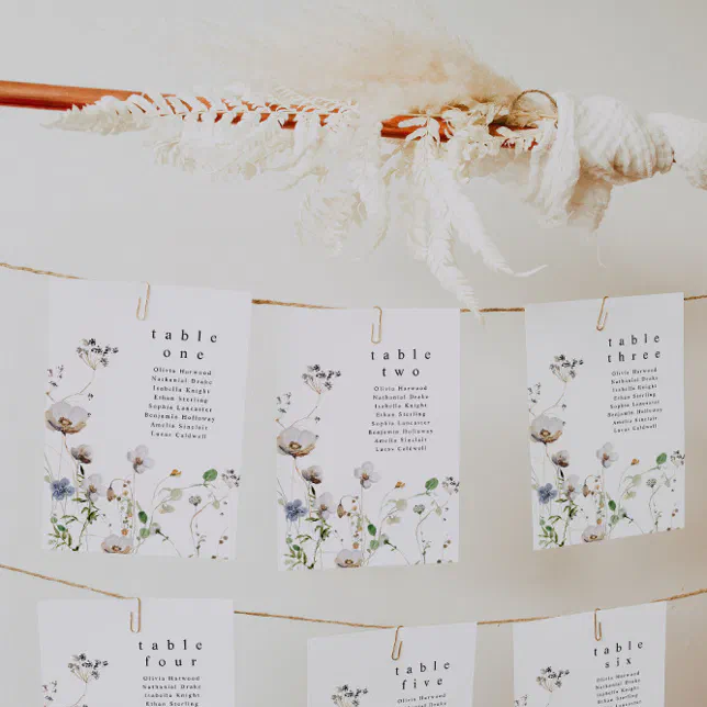 Watercolor Floral Table Cards | Zazzle