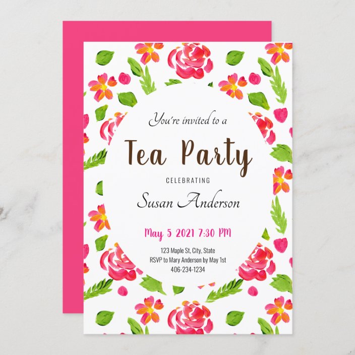 Watercolor Floral Tea Party Invitation | Zazzle.com