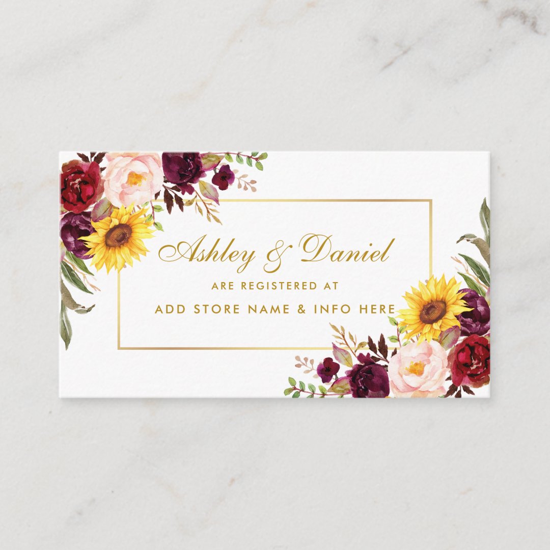 Watercolor Floral Wedding Registry Insert Card | Zazzle