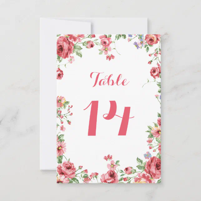 Watercolor Floral Wedding Table Number | Zazzle