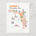Watercolor Florida State Art Map Postcard | Zazzle