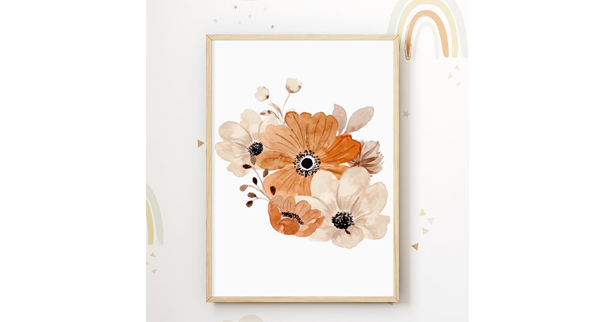 Watercolor Flower Poster Nature Kids Room Print | Zazzle