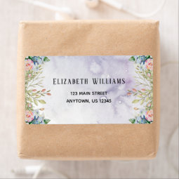 Watercolor Flower Purple Pink Shipping Labels | Zazzle