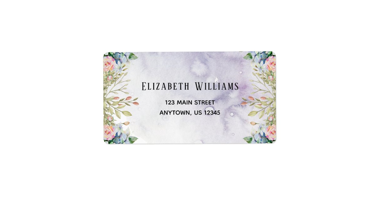 Watercolor Flower Purple Pink Shipping Labels | Zazzle