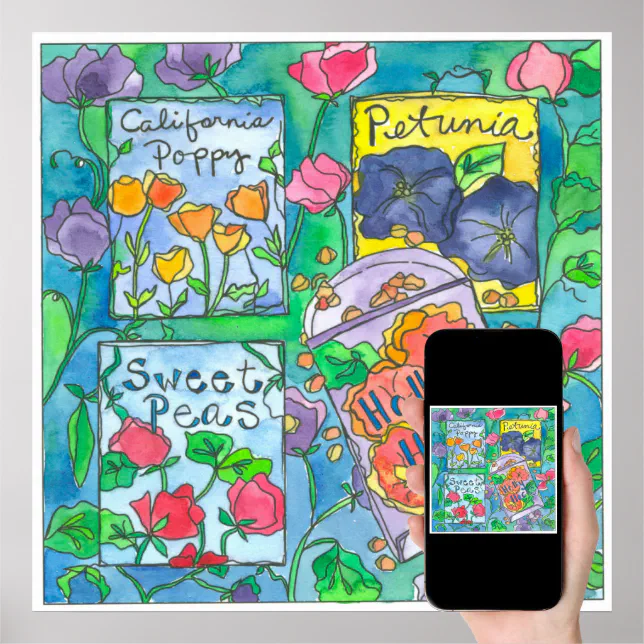 Watercolor Flower Seed Packets Poster | Zazzle