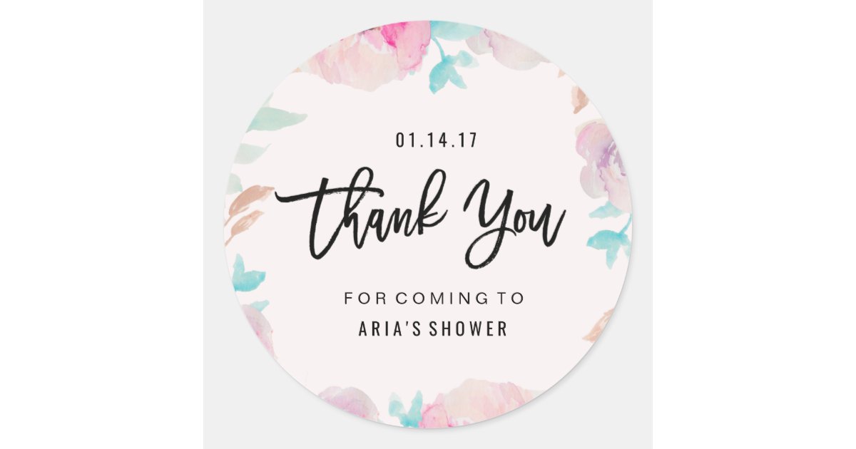 Watercolor Flower Spring Thank You Sticker | Zazzle