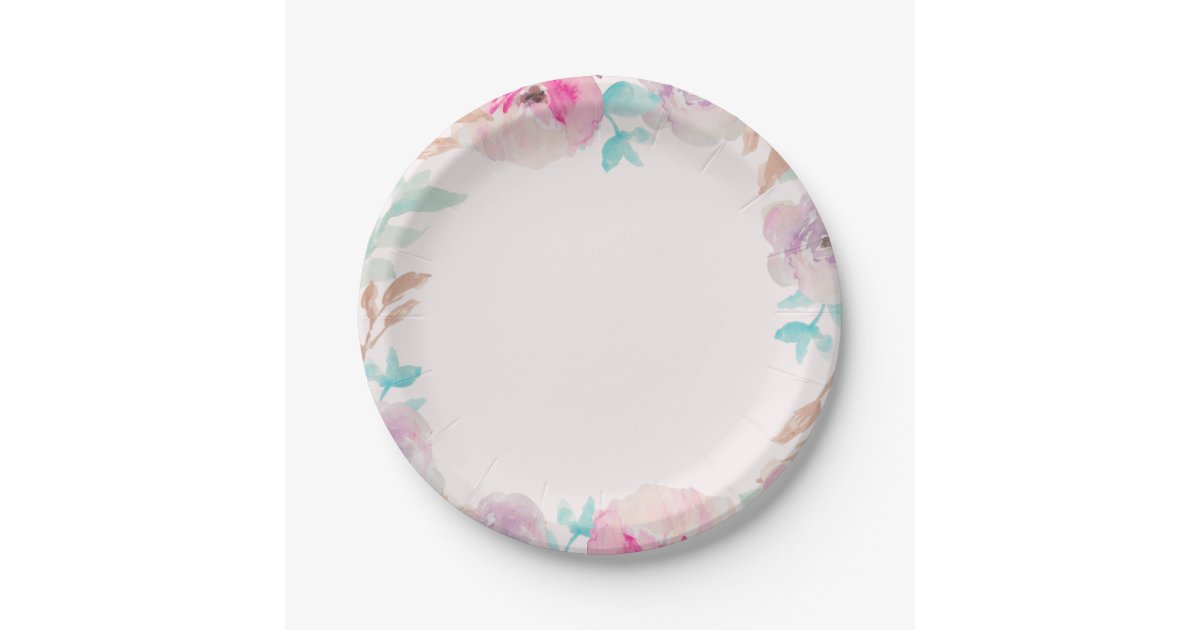 Watercolor Flower Spring Wedding Paper Plates | Zazzle