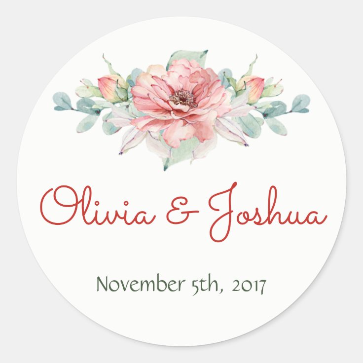Watercolor Flower Wedding Stickers | Zazzle
