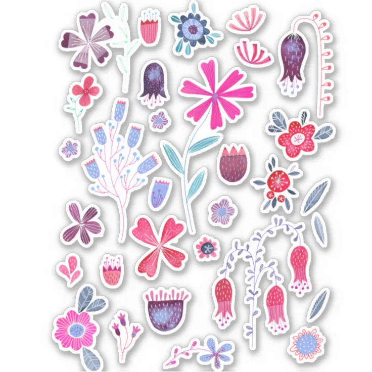 Watercolor Flowers and Blooms Sticker | Zazzle
