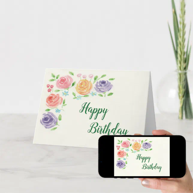 Watercolor Flowers Birthday Card | Zazzle