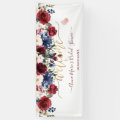 Watercolor flowers Blush Burgundy Navy Welcome Banner | Zazzle