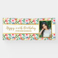 Watercolor Flowers, Custom Photo Text Birthday Banner | Zazzle