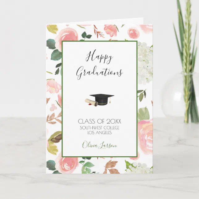Watercolor Flowers - Graduations Holiday Card | Zazzle