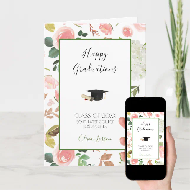 Watercolor Flowers - Graduations Holiday Card | Zazzle