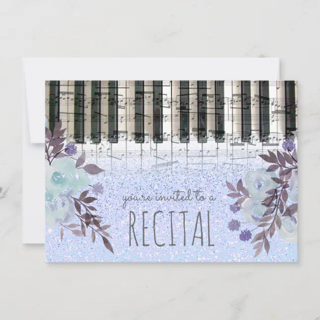watercolor flowers music recital invitation | Zazzle