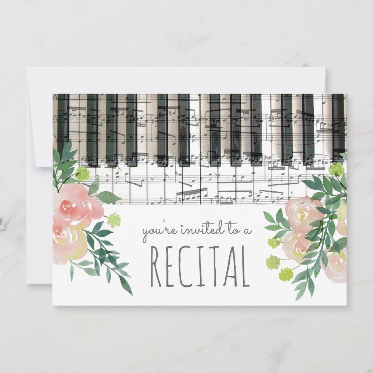 watercolor flowers music recital invitation | Zazzle