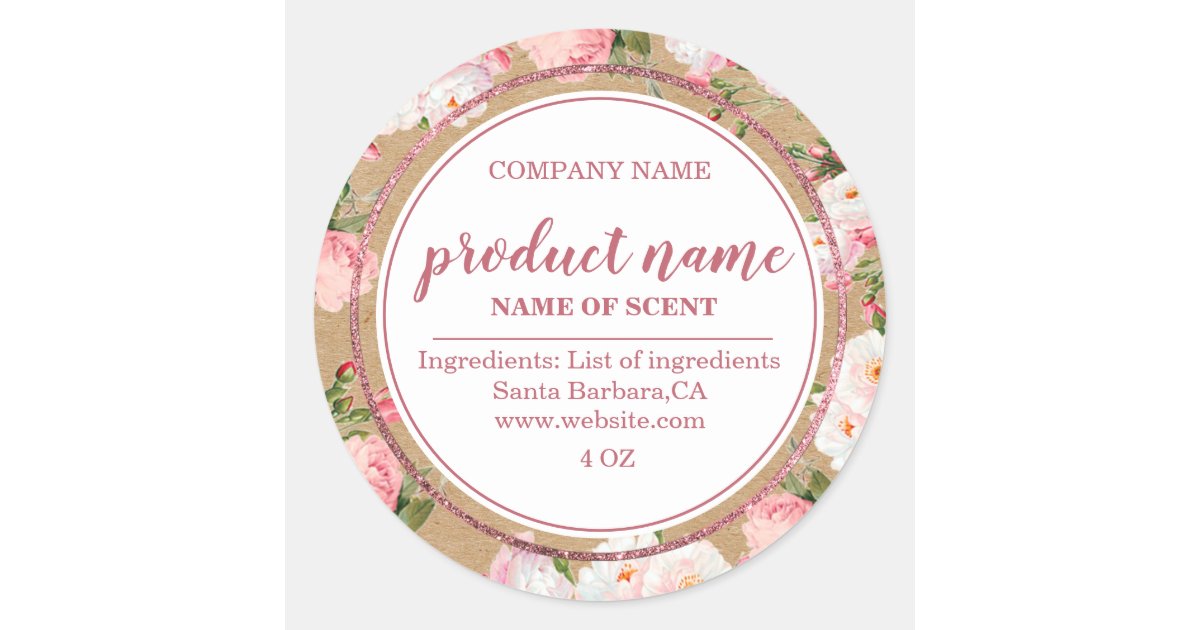 Watercolor flowers on kraft paper labels | Zazzle