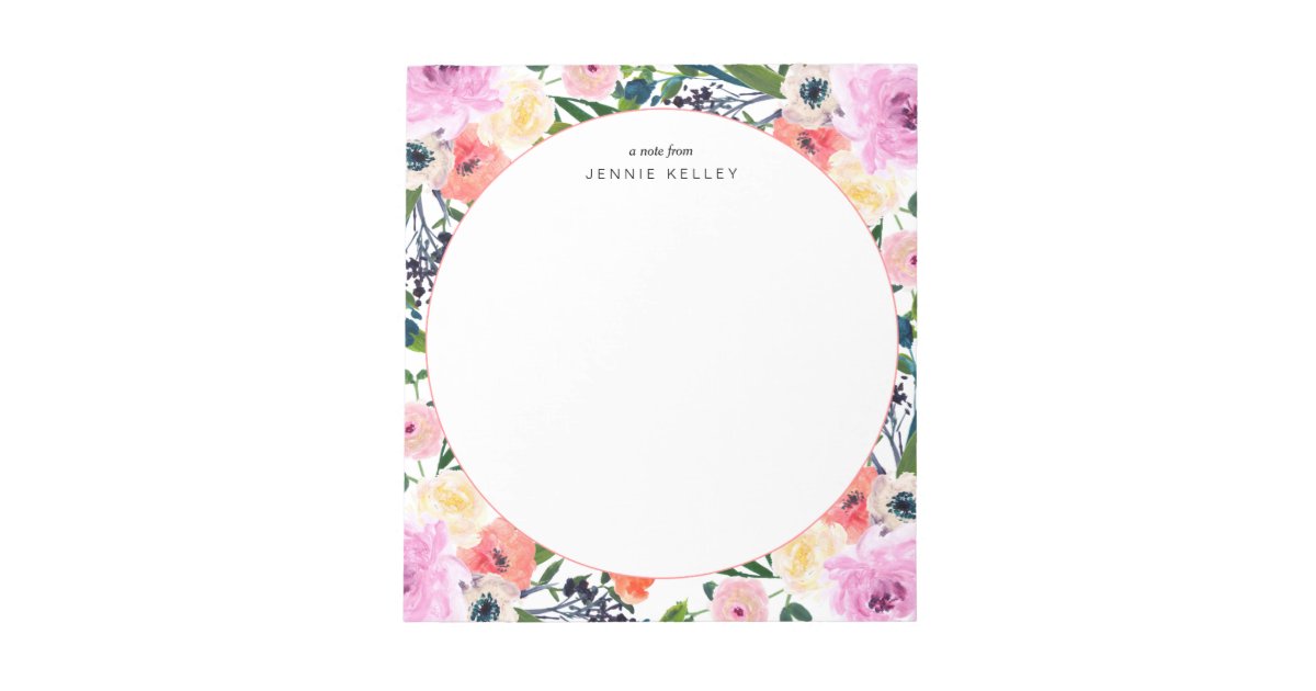 Watercolor Flowers Personalized Notepad | Zazzle