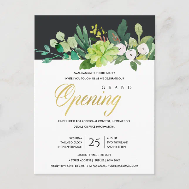 WATERCOLOR FOLIAGE FRAME GRAND OPENING CEREMONY POSTCARD | Zazzle