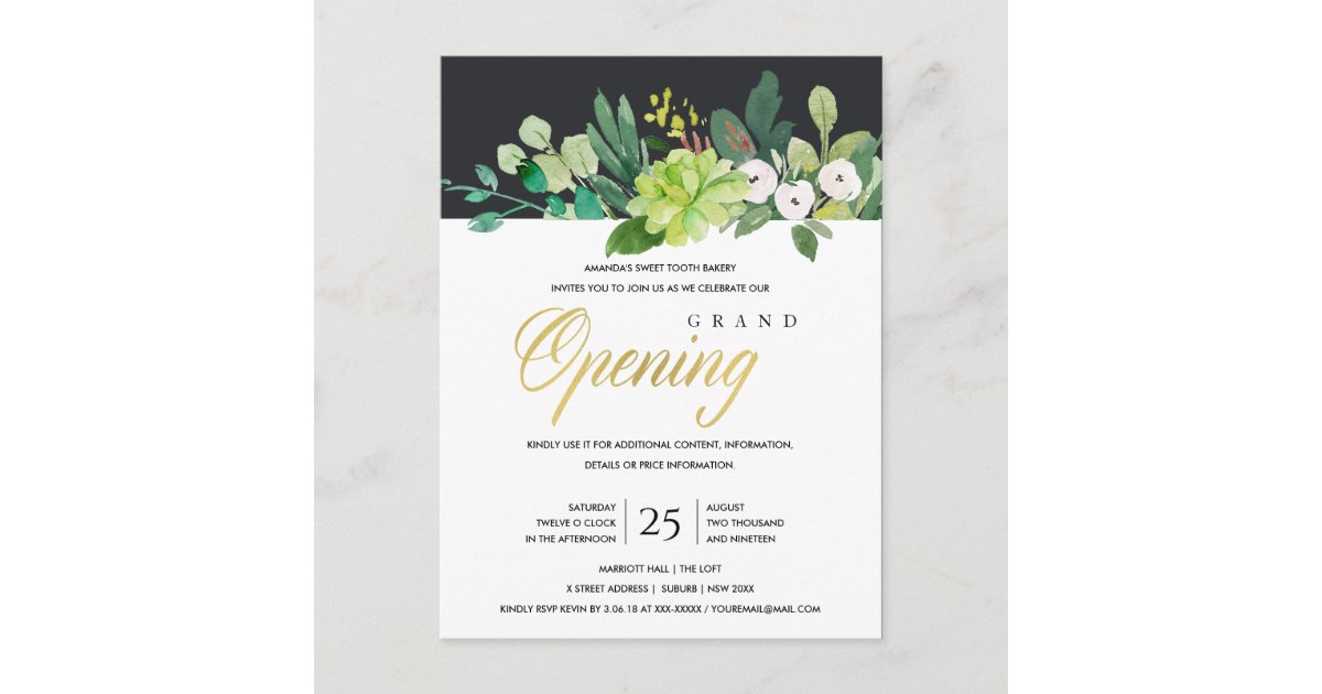 WATERCOLOR FOLIAGE FRAME GRAND OPENING CEREMONY POSTCARD | Zazzle