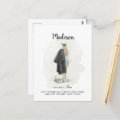 Watercolor Foliage Graduation Girl Announcement Postcard | Zazzle