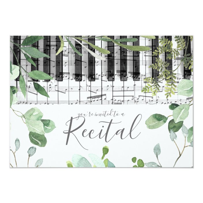 watercolor foliage music recital invitation | Zazzle.com