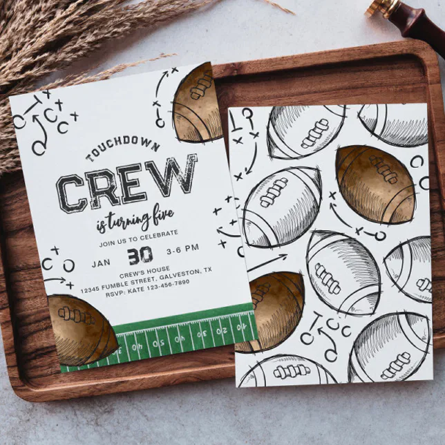 Watercolor Football Birthday Invitation | Zazzle