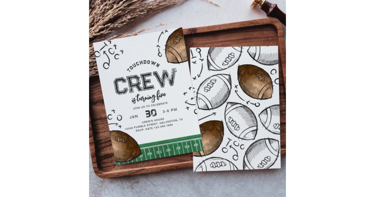 Watercolor Football Birthday Invitation | Zazzle