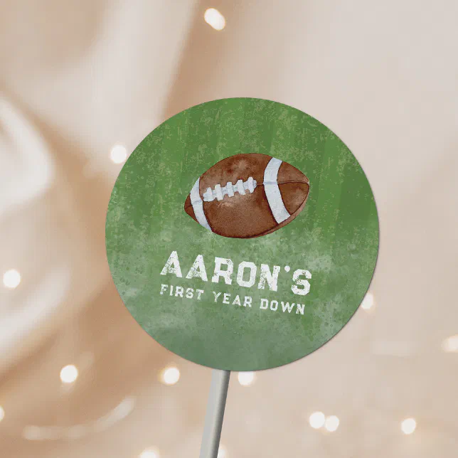 Watercolor Football Birthday Party Classic Round Sticker | Zazzle
