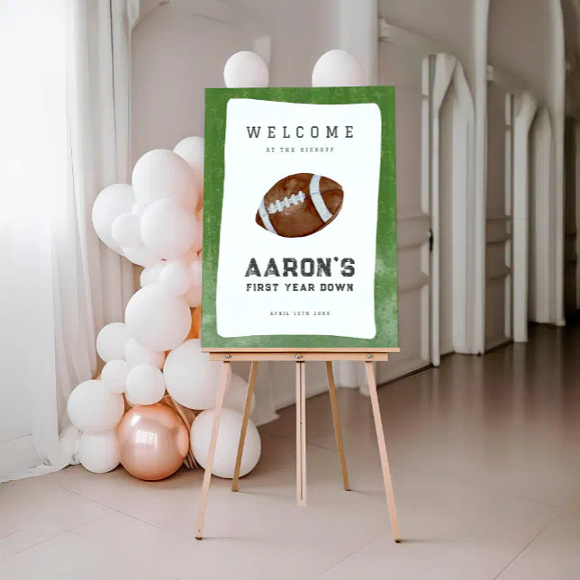 Watercolor Football Birthday Party Welcome Sign | Zazzle