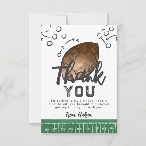 Watercolor Football Thank You Card | Zazzle
