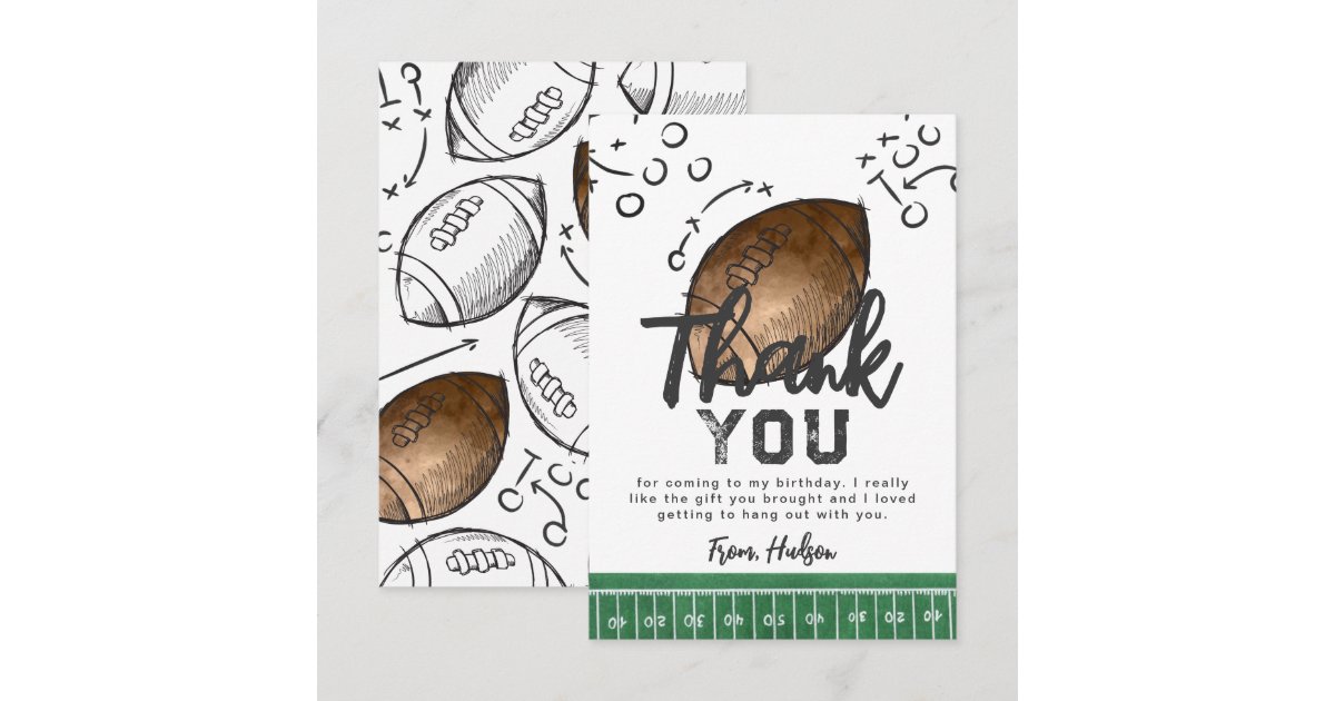 Watercolor Football Thank You Card | Zazzle