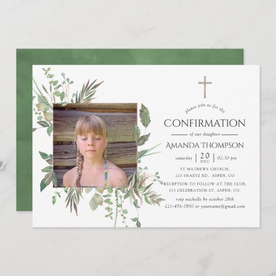Watercolor Forest Greenery Confirmation Invitation | Zazzle.com