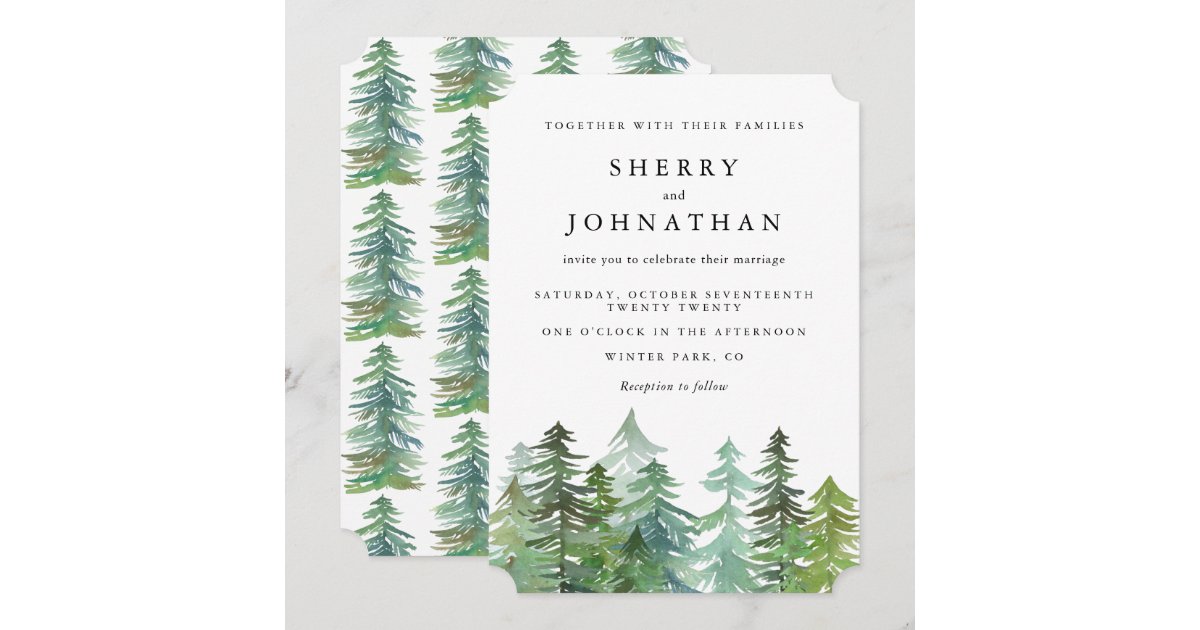 WATERCOLOR FOREST INVITATION | Zazzle