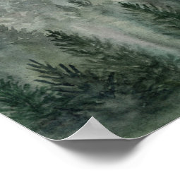 Watercolor Forest landscape foggy pine mountain Poster | Zazzle