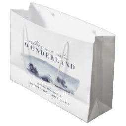 Watercolor forest minimal personalized christmas large gift bag | Zazzle