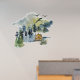 Watercolor forest scene wall decal | Zazzle