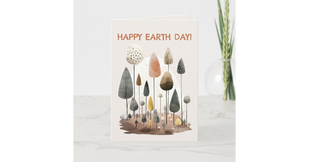 Watercolor Forest Scenery Happy Earth Day Holiday Card | Zazzle